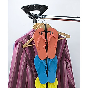 Flip Flop Rack Organizer | Holds 9 Pairs | Over Door Organizer | Shoe Hanger | Space Saving Shoe Rack | Shoe Rack Entryway | Adjustable Hooks | Organize Flip Flops, Sandals, and Crocs | Black