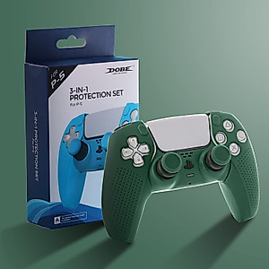ECHZOVE PS5 Controller Accessories, PS5 Controller Skin, PS5 Controller Plate and PS5 Thumb Grips - Green