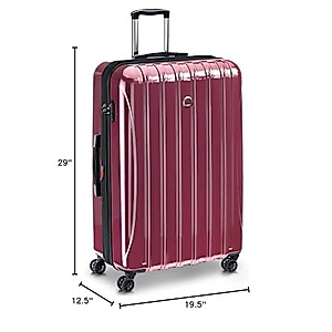 DELSEY PARIS Helium Aero Hardside Expandable Luggage with Spinner Wheels, Peony Pink, Checked-Large 29 Inch