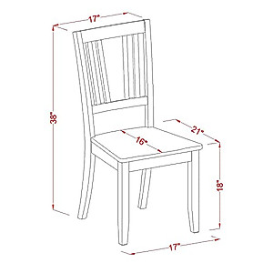 East West Furniture DUC-MAH-W Dudley Dining Room Chairs - Slat Back Wood Seat Chairs, Set of 2, Mahogany