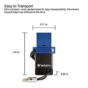 Verbatim Store 'n' Go USB Flash Drive 3.0, Dual USB, USB C and USB A, 16GB, Blue