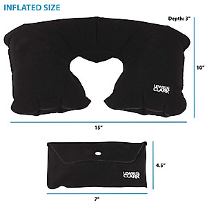 Lewis N. Clark Original Neckrest Inflatable Pillow, Waterproof Neck Pillow for Neck Support at the Beach, Pool + Airport Travel with Fully Adjustable Firmness and Included Carrying Pouch, Black