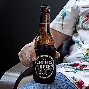 Prazoli 40th Birthday Can Coolers (12 Pack) - Happy 40 Birthday Decorations for Men , Cheers and Beers to 40 Years , Happy 40th Birthday Party Favors , Over The Hill Birthday Decorations 40th Party