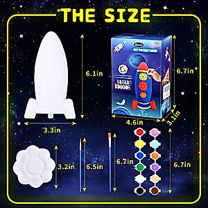 Paint Your Own Rocket Lamp Kit, DIY Rocket Night Light, Arts and Crafts Supplies Kit for Kids, Arts and Crafts Activities for Toddler Boys Girls Toddler, Creativity Paint Kit for Kids Ages 4-8,8-12