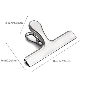 8 Pack Stainless Steel Heavy Duty Food Bag Clip Clamp, All-Purpose Air Tight Grip Solid Keep Fresh Clips for Office Kitchen, Coffee Bags, Bread, Snack Bags, Paper Sheets