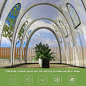 Pop Up Greenhouse 16.5x3.3x3.3FT Flower House Mini Gardening Plant Flower Sunshine Room Tunnel Garden PVC Greenhouse Cover for Cold Frost Protector Gardening Plants