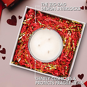 MagicWater Supply Crinkle Cut Paper Shred Filler (1 LB) for Gift Wrapping & Basket Filling - Red & Gold