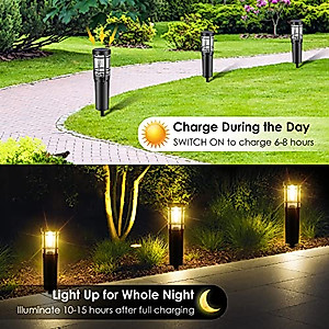ZWOOS 4-Pack Solar Pathway Lights, Light Up Whole Night (Max. 15h), LED Solar Outdoor Lights for Garden, Driveway, Yard, Lawn, IP65 Waterproof (Warm White)