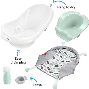Fisher-Price 4-in-1 Sling 'n Seat Tub – Pacific Pebble, convertible baby to toddler bath tub with support and seat