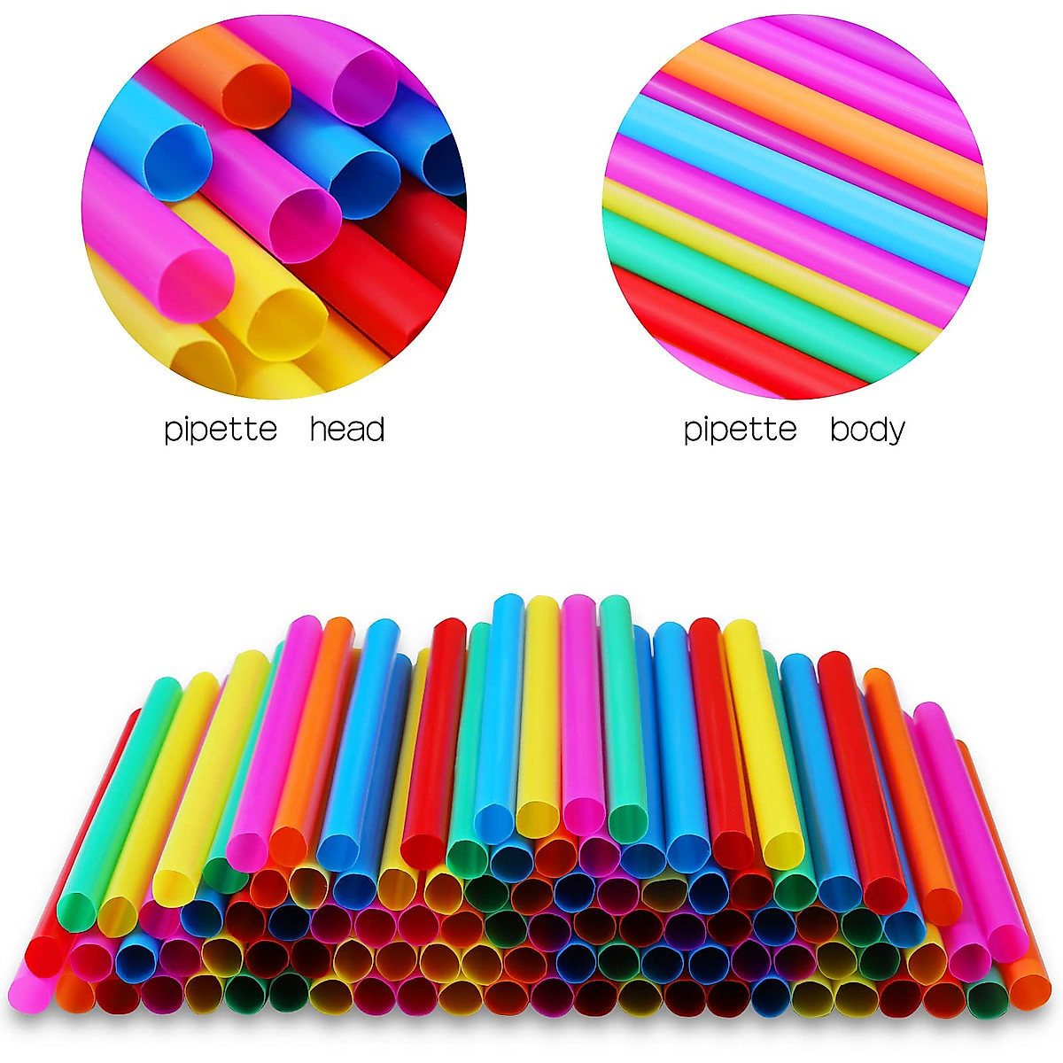 200Pcs Jumbo Straws,Assorted Colors Smoothie Straws Disposable,Wide ...