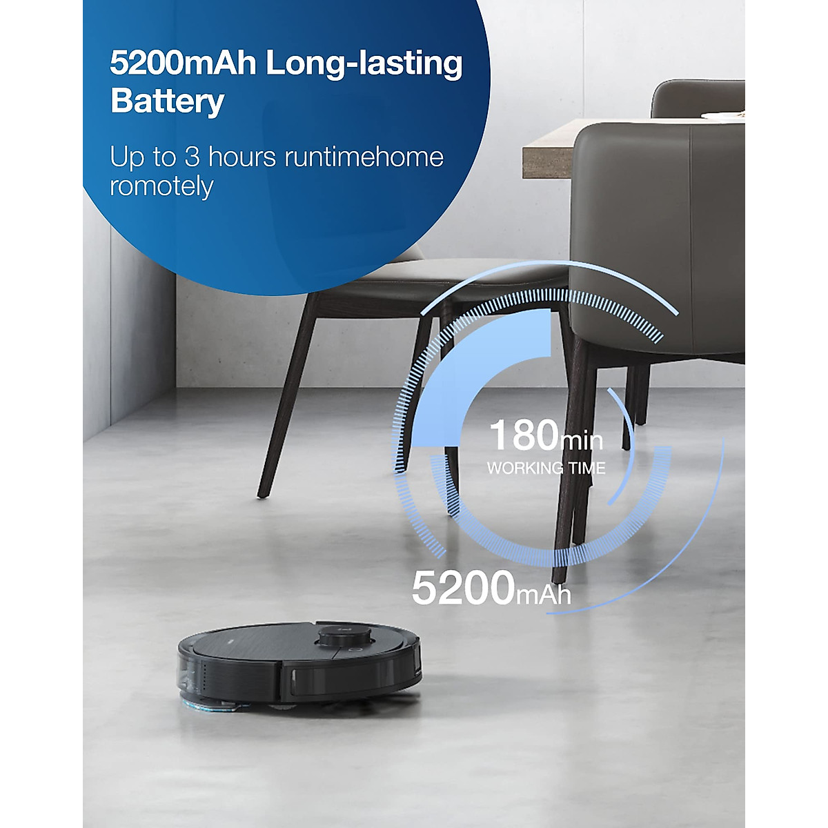 ECOVACS Deebot T8 AIVI Robot Vacuum Cleaner, Vacumming and Mopping in One-Go, Laser Mapping, Smart AI Object Recognition, On-Demand Live Video, Custom Clean, 3+ Hours of Runtime