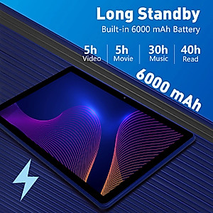 Android 11 Tablet 10 Inch, AX WiFi 6 Tablet+2.4&5GWifi,3GB RAM 32GB ROM Storage,IPS HD 1332x800 Screen,Quad Core Processor, 5MP+8MP Camera,Bluetooth 5.0,6000 mAh Battery,Leather Fine Grain(Blue)