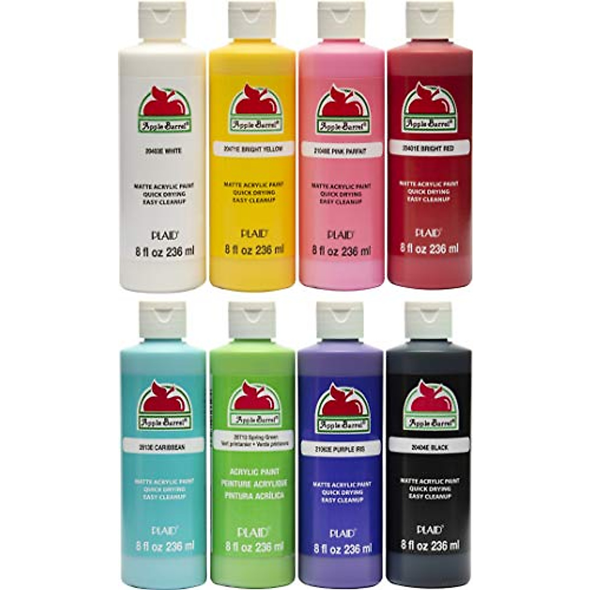 Apple Barrel Acrylic Craft Paint Set, Matte Finish, Set of 8, 8 Fl Oz (Pack of 8), Assorted