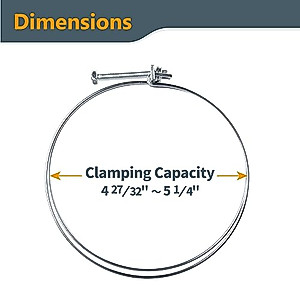 POWERTEC 70217 5 Inch Double Wire Hose Clamp with bolt, Adjustable Hose Clamps for Dust Collection Hose, Dust Collection System Accessories, Dryer Vent Hose & HVAC Air Hose, 5 pack (Color May Vary)