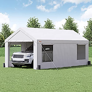 VEVOR Carport, Extra Large 12 x 20 ft Heavy Duty Car Canopy with Roll-up Ventilated Windows, Portable Garage with Removable Sidewalls, Waterproof UV Resistant All-Season Tarp for SUV, Truck, Boat