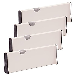 DIOMMELL 4 Pack Adjustable Dresser Drawer Dividers Organizers, Plastic Expandable Drawer Organization Separators for Kitchen, Bedroom, Closet, Bathroom and Office Drawers