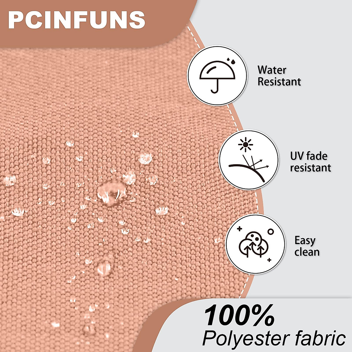 Pcinfuns Outdoor Deep Seat Cushions 24 x 24 Inch Chair Cushions for Patio Furniture,Thick 3 Inch Patio Pads with Removable Cover with Handle & Adjustable Straps for Patio,Yard,Garden,Light Orange