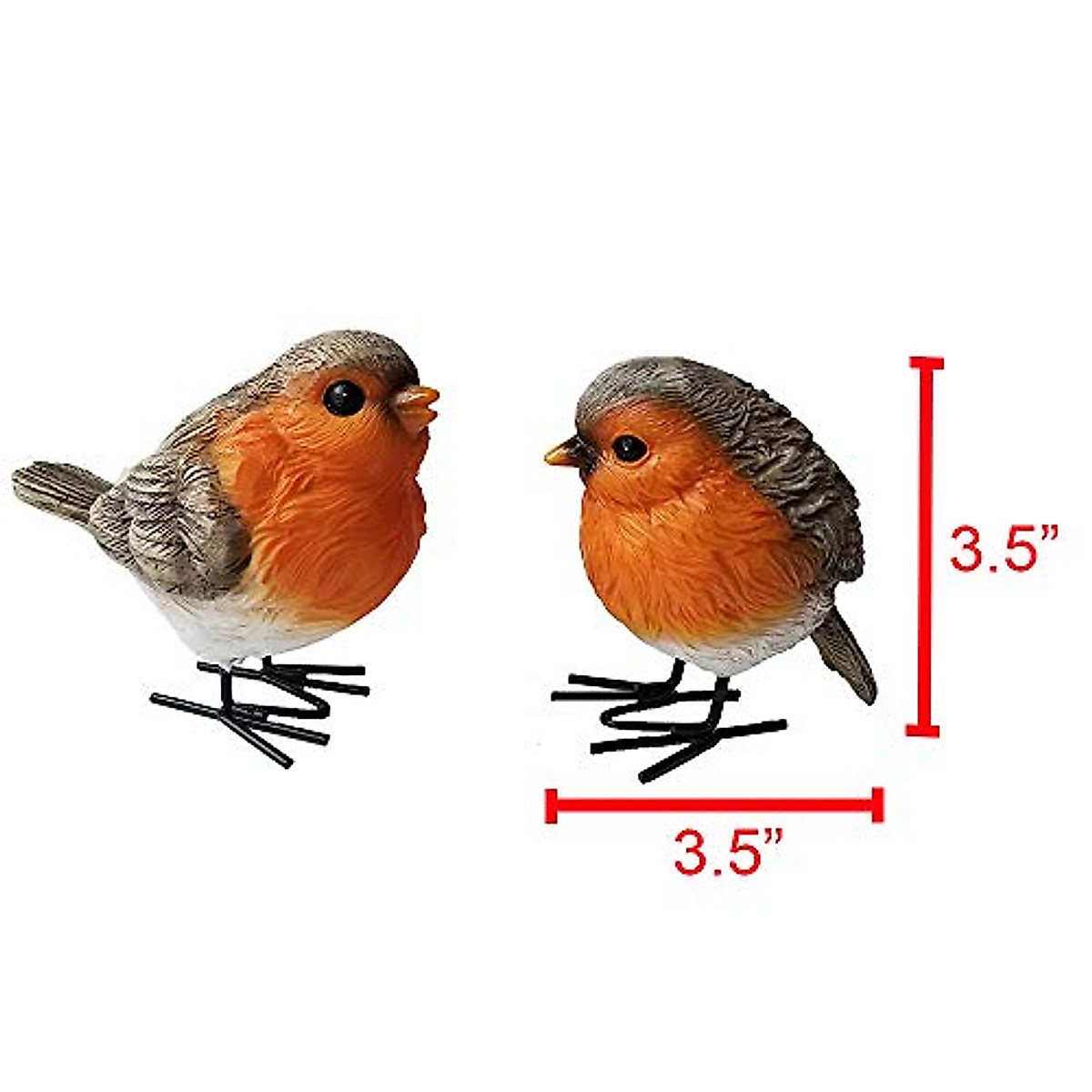 UXMOO Polyresin Garden Robin Birds S/2 Ornaments Backyard Decor Statues for Yard and Patio Lawn Cute Birds Indoor Outdoor Home Decoration Figurines Animal Statue Sculpture-92…