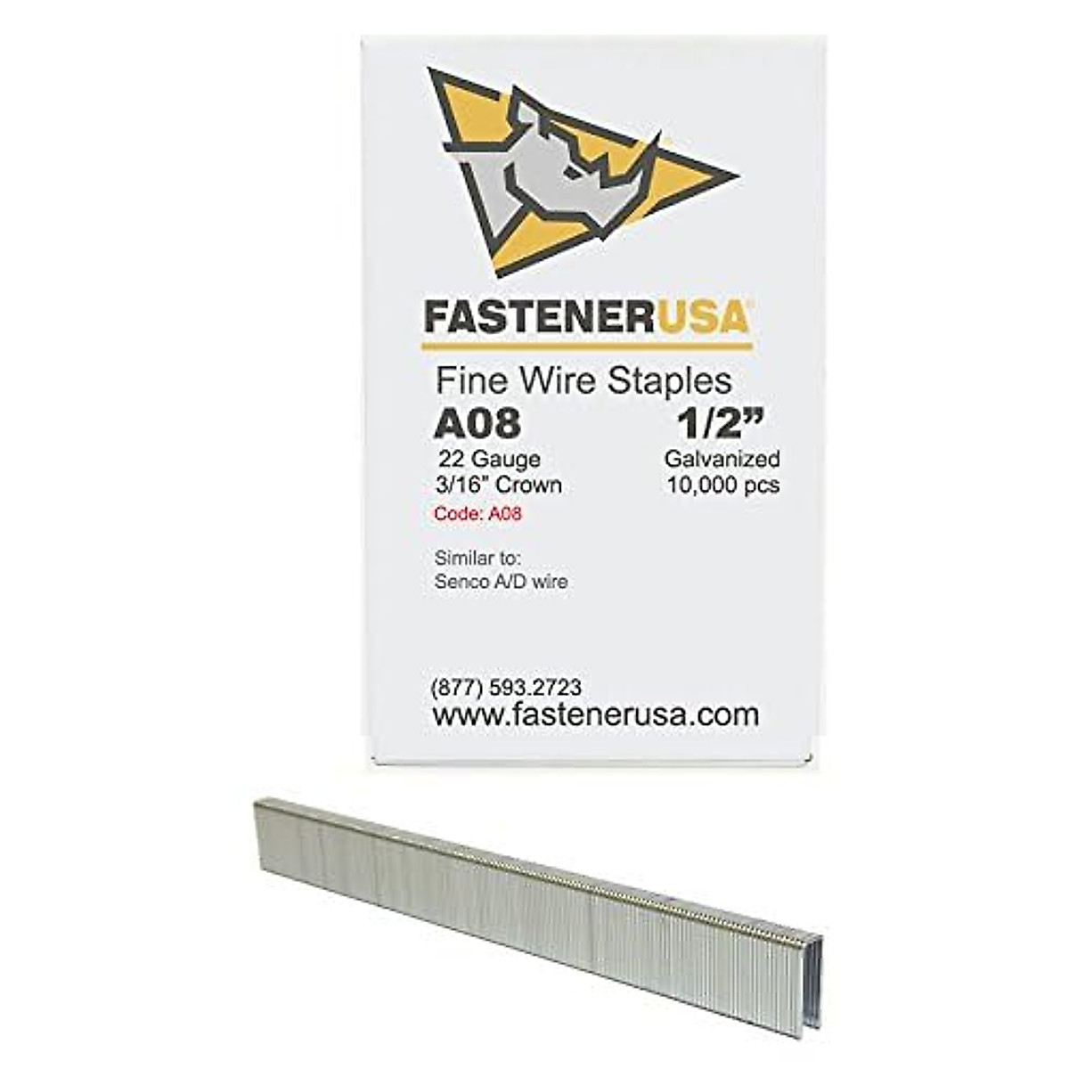 1/2" Leg x 3/16" Crown 22GA Galvanized A08 Upholstery Staples 10M Box