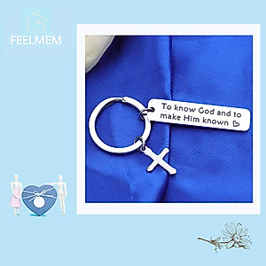 FEELMEM Religious Conversations Keychain To Know The God And Make Him Known Keychain Bible Verse Jewelry Christian Gifts (Silver)