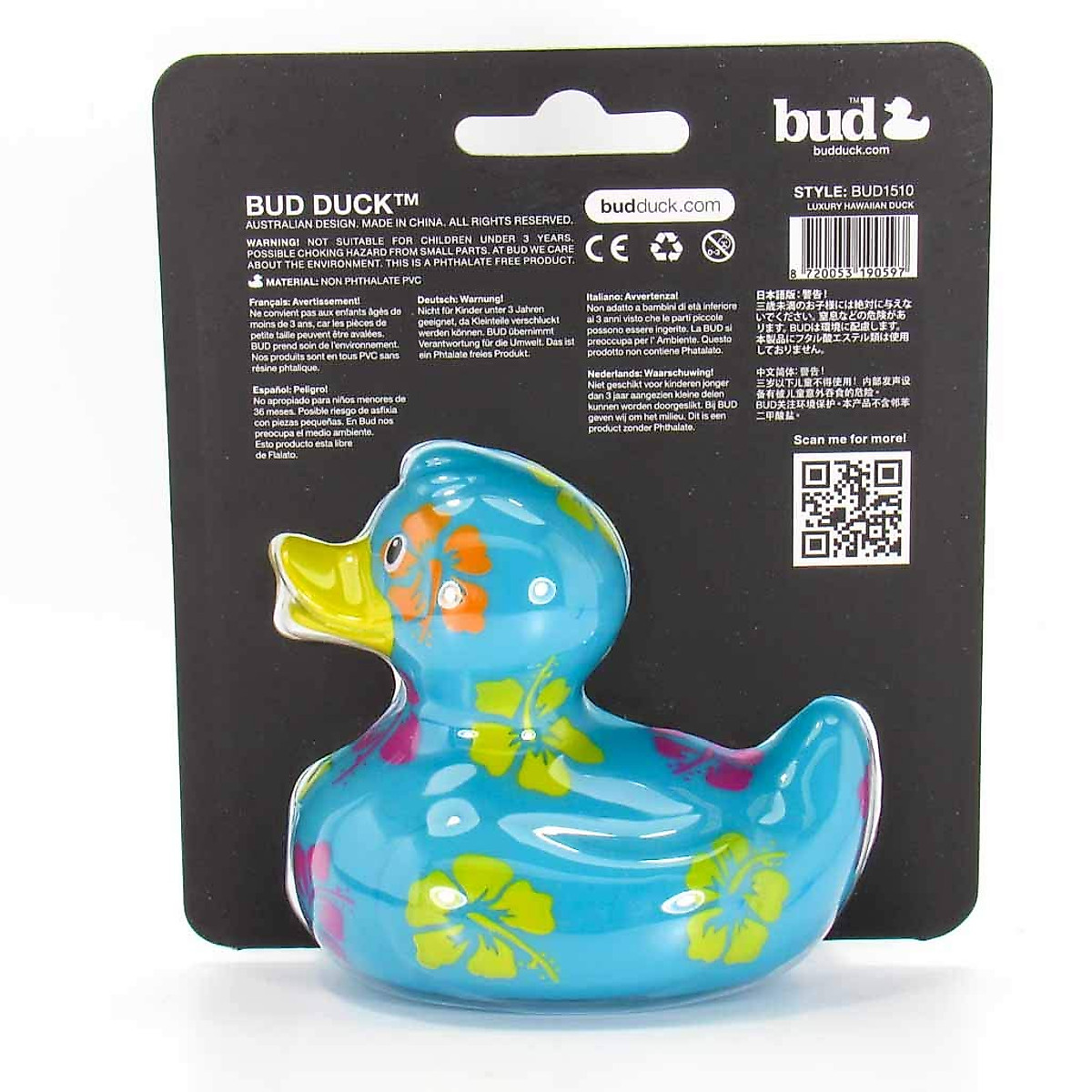 Hawaiian Rubber Duck by Bud Ducks | Elegant Gift Ready Packaging - "Aloha" | Child Safe | Collectable