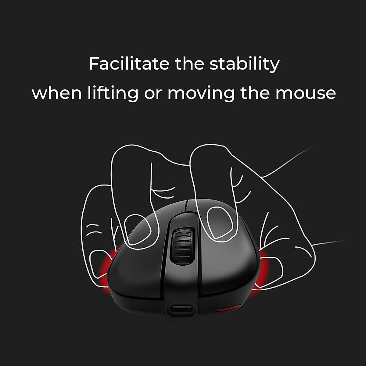 BenQ Zowie EC1-CW Ergonomic Wireless Gaming Mouse | Professional Esports Performance | Lighter Weight | Driverless | Paracord Cable | 24-Step Scroll Wheel | Matte Black | Large Size