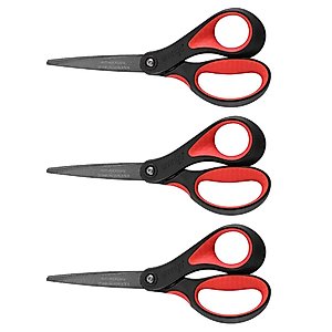 LIVINGO 8" Premium Scissors for Office, Multipurpose Titanium Non-Stick Craft Scissors for DIY, Sharp Stainless Steel Blades Comfort Grip, 3 Pack