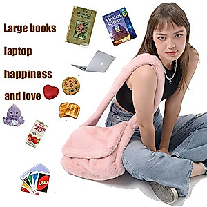 Fuzzy Fluffy Crossbody Messenger bag Faux Fur Plush Tote Bag for Women Purse Leopard Print Cheetah Y2K Chic Campus School Bag