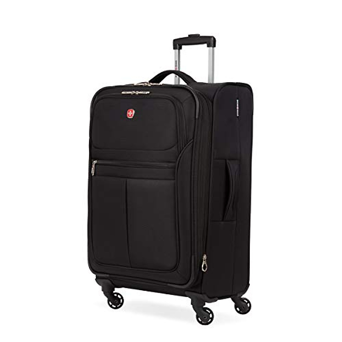 SwissGear 4010 Softside Luggage with Spinner Wheels, Black, Checked-Medium 23-Inch