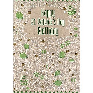 Designer Greetings Green Balloons, Presents and White Vines St. Patrick's Day Birthday Card