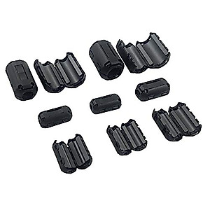 (Pack of 20pcs) Clip-on Ferrite Ring Core RFI EMI Noise Suppressor Cable Clip for 3mm/ 5mm/ 7mm/ 9mm/ 13mm Diameter Cable, Black