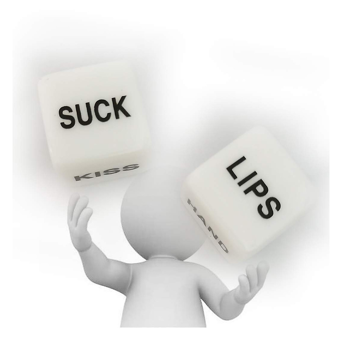 English Fun White Couple dice,Dice with Action Instructions in English,2 Pieces to Play Together,36 Ways to Play,Acrylic(4 Pieces)