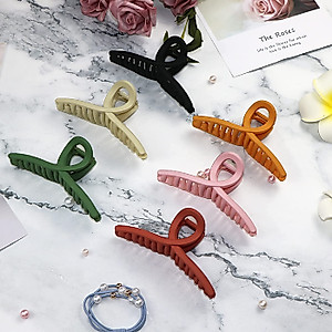 Large Hair Claw Clips 6 Color Hair Clips 4.3 Inch Nonslip Hair Jaw Clamp Strong Hold Matte Butterfly Banana Barrette Hair Styling Accessories for Women Girls Thin Thick Fine Hair