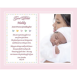 Poetry Gifts Baptism or Newborn Keepsake for Baby Girl Granddaughter, Personalized 8x10 Custom Print