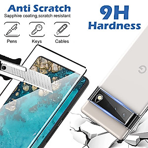 [2+2 Pack] Google Pixel 6 Pro Screen Protector, 9H Tempered Glass, Ultrasonic Fingerprint Support, 3D Curved,HD Clear Scratch Resistant for Google Pixel 6 Pro 5G Glass Screen Protector