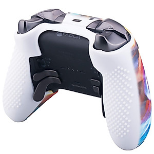 9CDeer 1 x Protective Customize Transfer Print Silicone Cover Skin Rainbow + 6 Thumb Grips Analog Caps for Xbox Elite Series 2 Controller