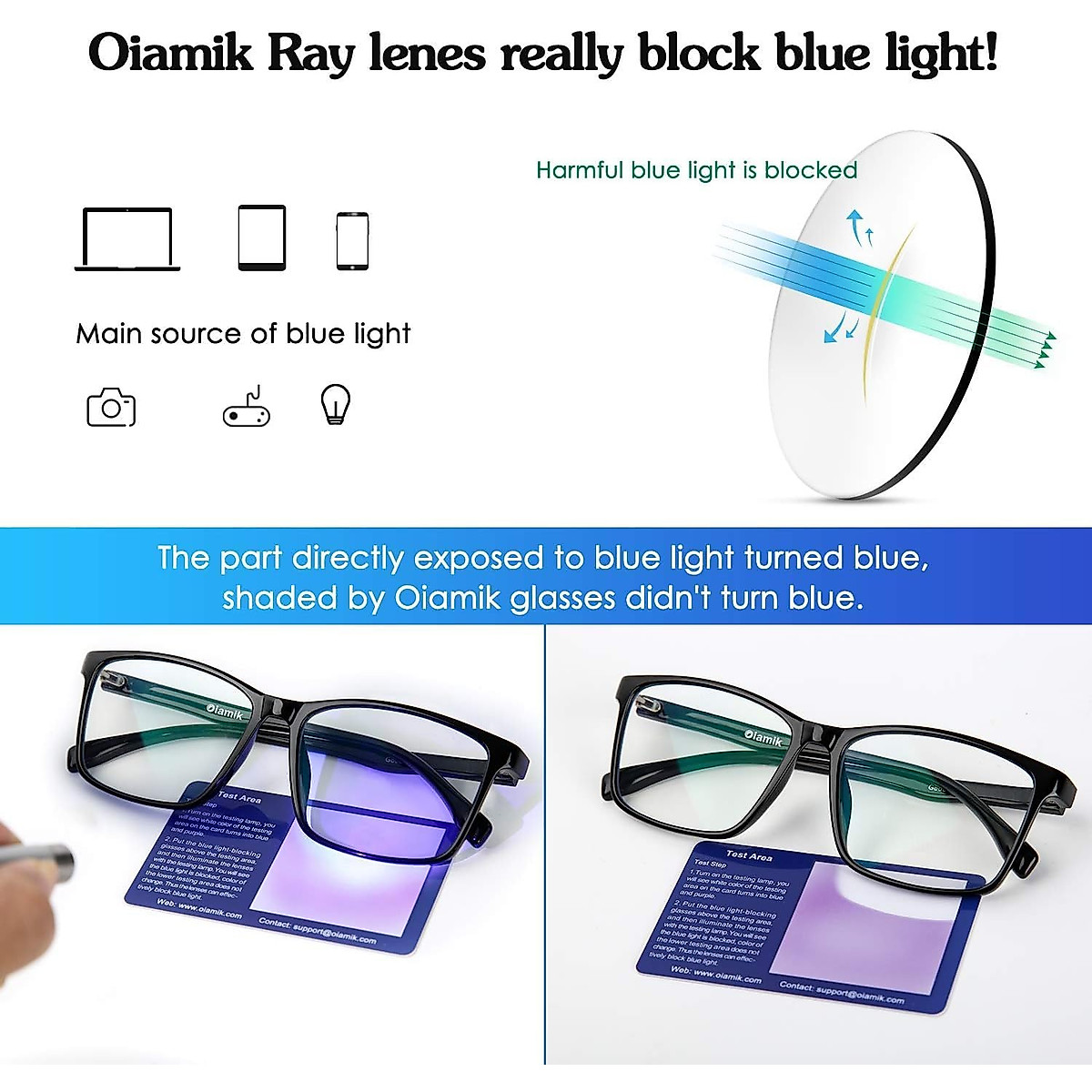 OIAMIK Blue Light Blocking Glasses: Computer Reading TV Phones Gaming Glasses Anti Eyestrain Blue Light Glasses for Woman/Men Anti UV Glare Eyeglasses (Black)