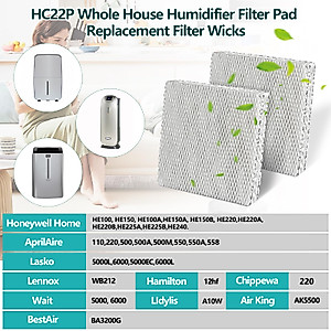 HC22P Whole House Humidifier Filter Pad Replacement Filter Wicks Compatible with Honeywell HE100, HE150, HE220, HE225 HE240, also for AprilAire Water Panel 110 220 550 550B Super Wick Filter -(2 PACK)