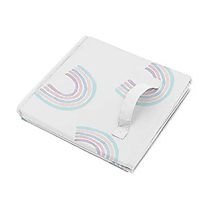 Sweet Jojo Designs Pastel Rainbow Foldable Fabric Storage Cube Bins Boxes Organizer Toys Kids Baby Childrens - Set of 2 - Blush Pink, Purple, Teal, Blue and White