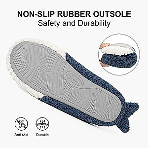 LongBay Women's Cute Shark Slippers Memory Foam Animal Fuzzy House Shoes for Indoor Outdoor