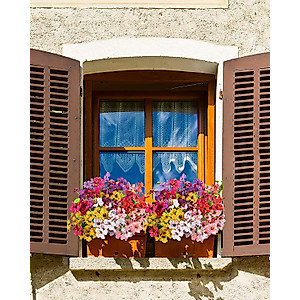 Omldggr 6 Packs Artificial Flowers Faux Violet Flowers Plastic Plant Shrubs Greenery Artificial Violet Flowers for Indoor Outside Garden Patio Porch Window Box Home Wedding Decoration