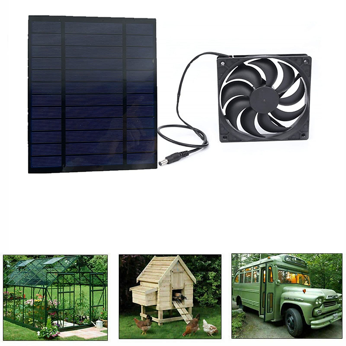 Arsor Solar Powered Exhaust Fan, 10W 12V 2A Wall Mount Ventilation and Cooling Dual Fans Waterproof Window Exhaust Ventilator, Portable Solar Panel Fan Kit for Chicken Coop, Greenhouse, Dog House