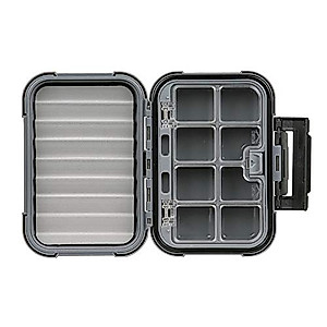 Flambeau Outdoors 2926CR Blue Ribbon Waterproof Fly Box, Medium 8 Compartment Fly Fishing Organizer with Foam, Gray/Black