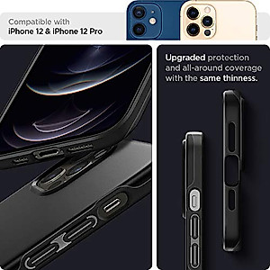Spigen for iPhone 12 Pro Case, Thin Fit Case for iPhone 12 & 12 Pro - Matte Black
