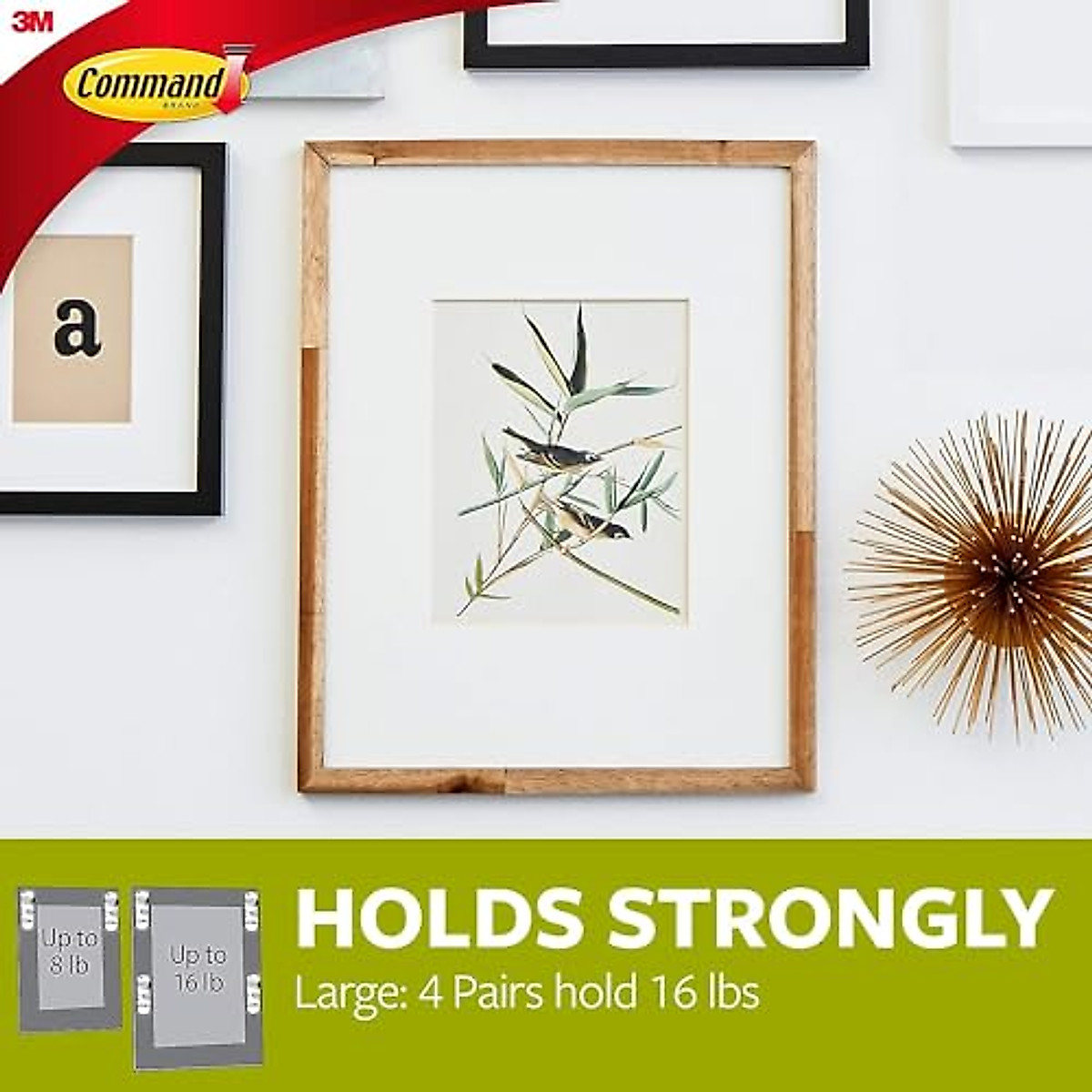 Command Medium and Large Picture Hanging Strips, Damage Free Hanging Picture Hangers, No Tools Wall Hanging Strips for Living Spaces, White, 4 Medium Pairs and 8 Large Pairs