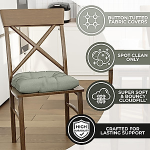 Klear Vu Gripper Overstuffed Universal Non-Slip Dining Chair Cushions for Kitchen Decor or Office Use, U-Shaped Skid-Proof Seat Pad, 17x17 Inches, 2 Count (Pack of 1), Solid Spa Green