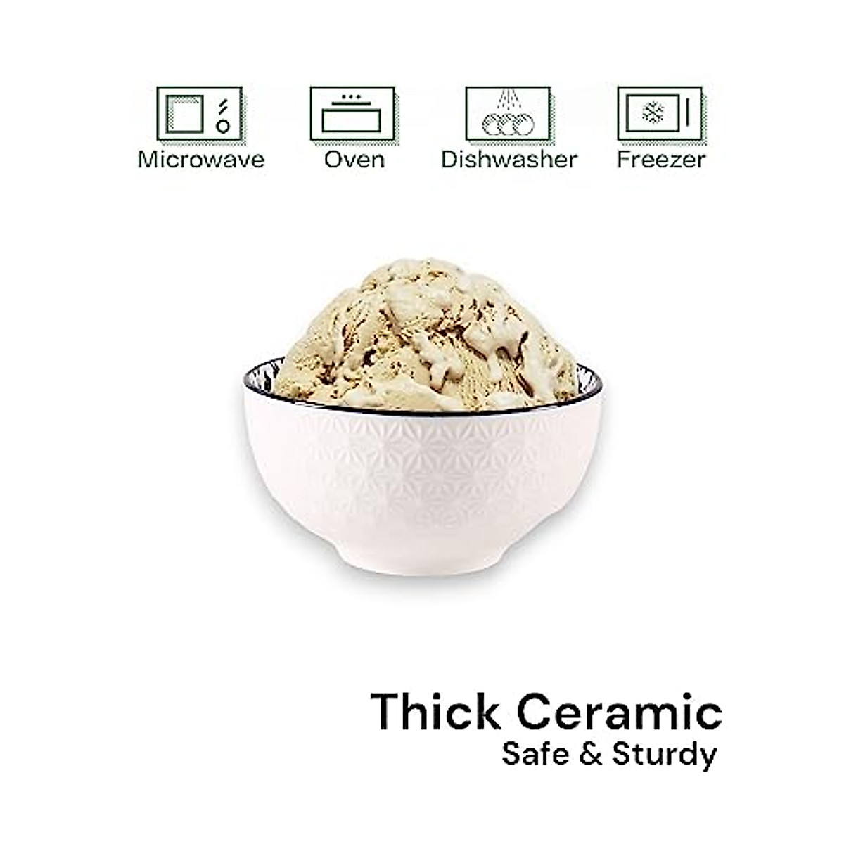 PACIFICA 10oz Ice Cream Bowls - Set of 8, Unique Embossed Design, Versatile Dessert Bowls, Perfect for Entertaining, Ideal Gift