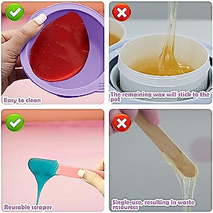 2Pcs Silicone Wax Warmer Liner, Silicone Wax Bowl for Wax Warmer, Non-Stick Wax Melt Warmer Wax Pot Replacement, Reusable Wax Melt Liner with 2 Pcs Wax Spatula Sticks for Hair Removal (Purple, Pink)