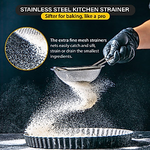 Makerstep Set of 3 Stainless Steel Fine Mesh Strainers Graduated Sizes 3.38", 5.5", 7.87" Strainer Wire Sieve Sifter with Sturdy Handle for Kitchen Gadgets Tools - New Home Kitchen Essentials
