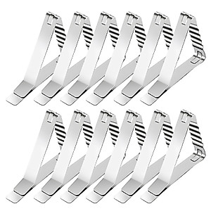 FYY Tablecloth Clips - 12 Pack Stainless Steel Picnic Table Cloth Cover Clamps, Heavy Duty Rustproof Tablecloth Holder Clips for Home Restaurant Outdoor Picnic Party Weddings